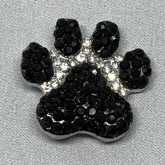 Snap Button Jewelry | Jewelry | Fancy Black Paw Print Snap Button Charm ...